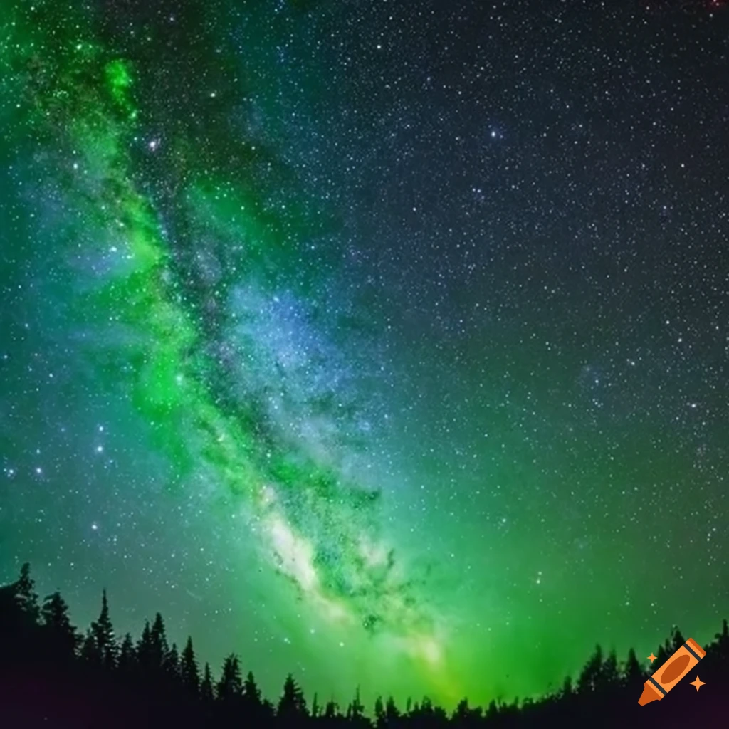 Breathtaking image of green galaxies in the night sky on Craiyon