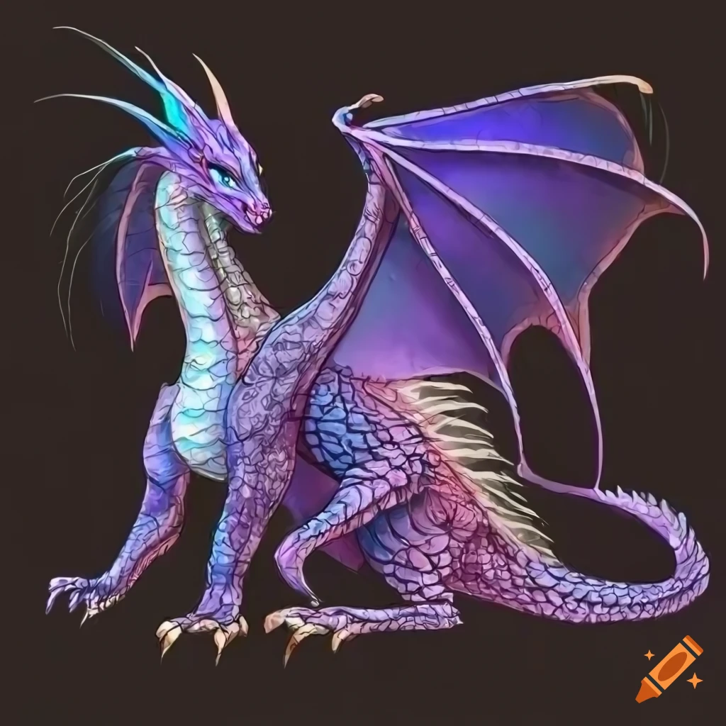 Side view illustration of a detailed dragon on Craiyon