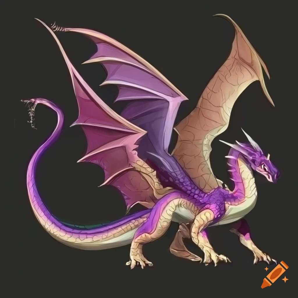 Side view illustration of a detailed dragon design