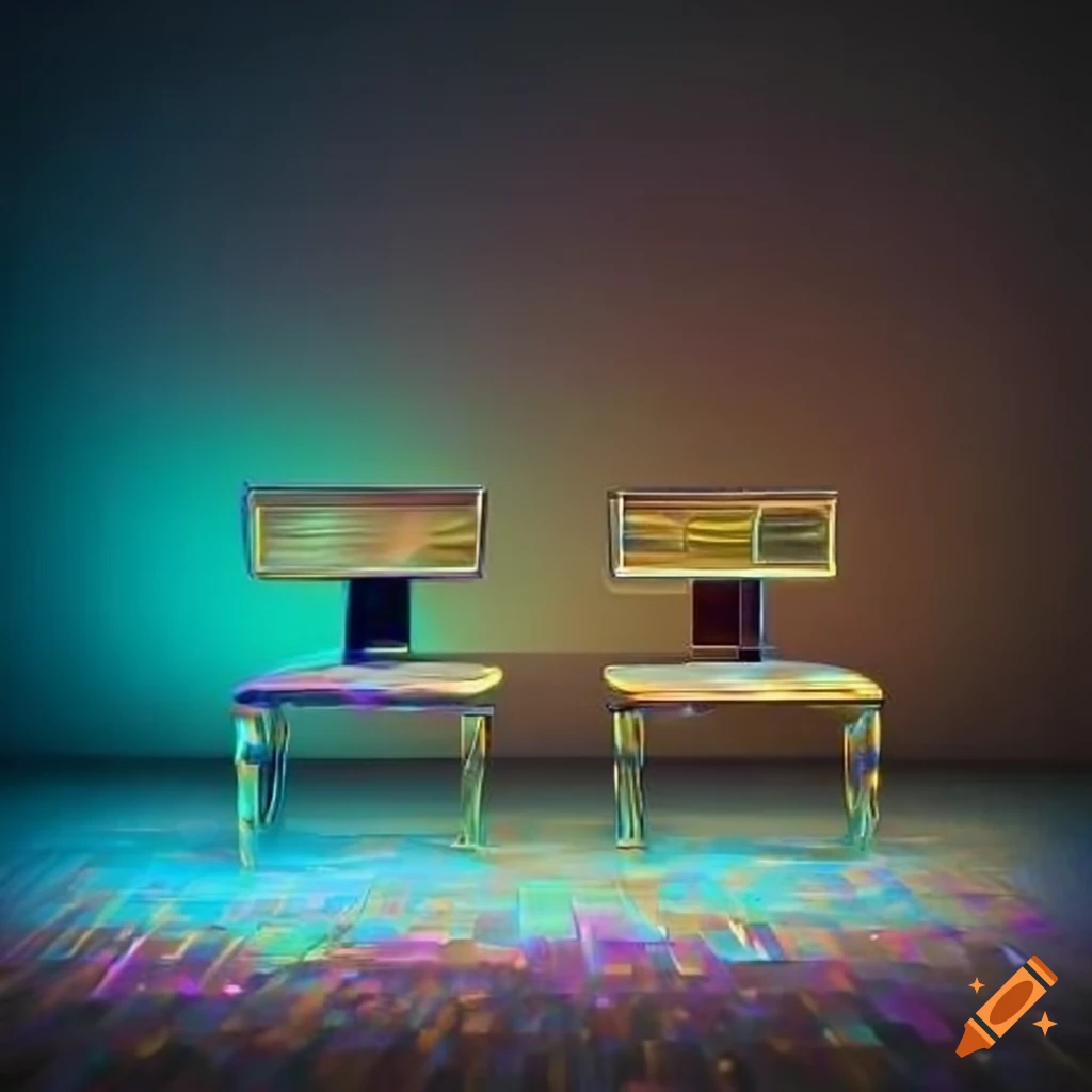 Abstract desks with silver and gold design on Craiyon