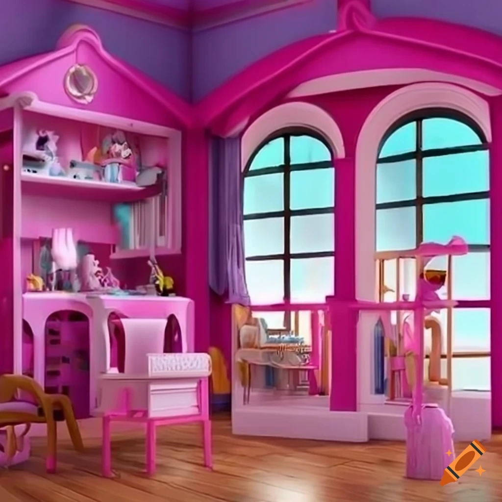 Background of a Barbie Dreamhouse room on Craiyon