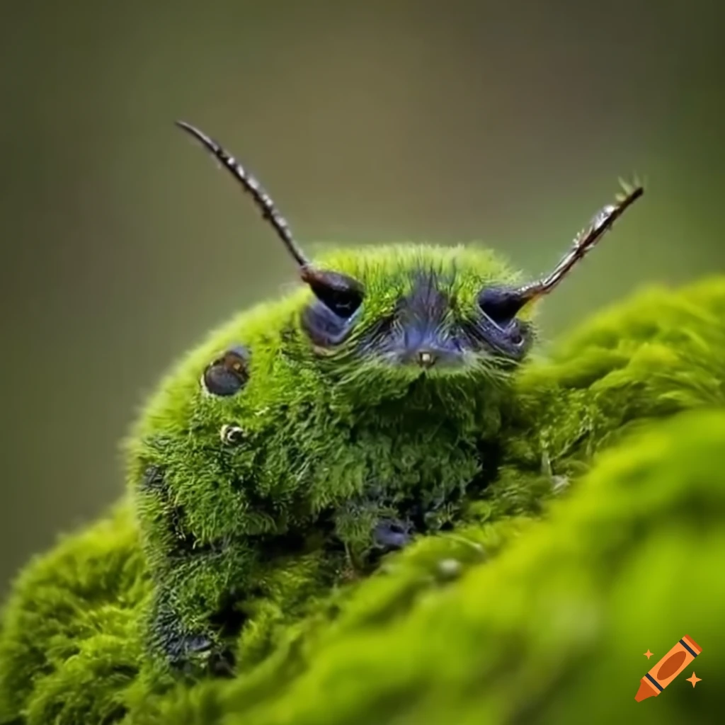 Adorable creature covered in moss on Craiyon