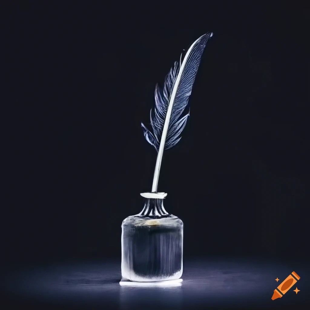 Minimalist quill with ink on paper on Craiyon