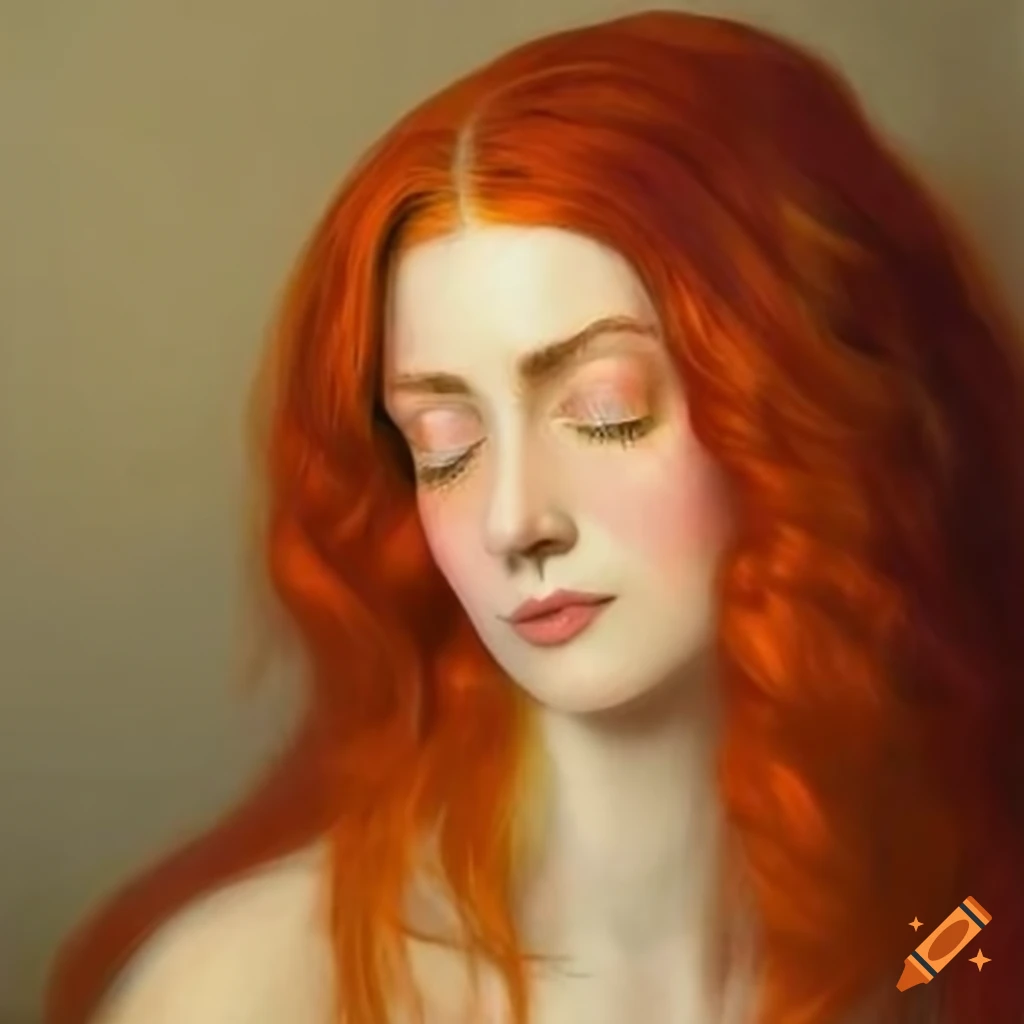Woman with radiant copper-colored hair on Craiyon