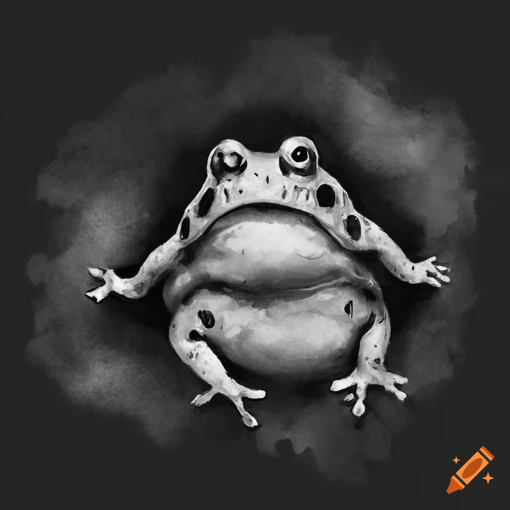 Spooky clown toad in monochrome watercolor on Craiyon
