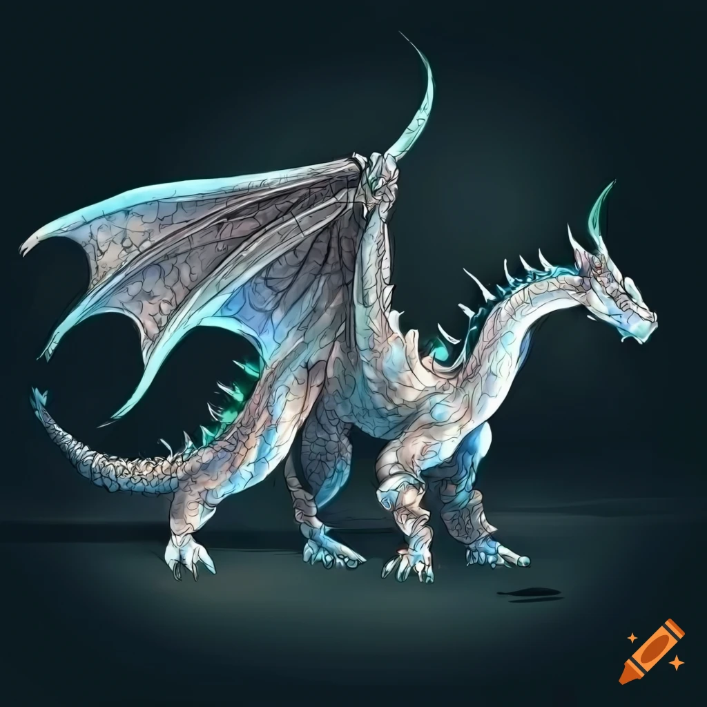 Detailed side view illustration of a dragon on Craiyon