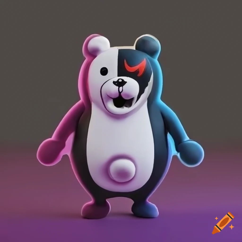 Digital art of a colorful yinyang-themed monokuma on Craiyon