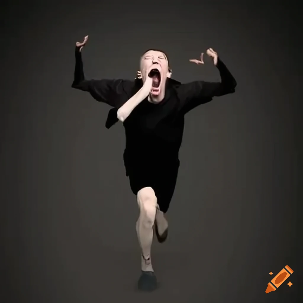 Man running and screaming on Craiyon