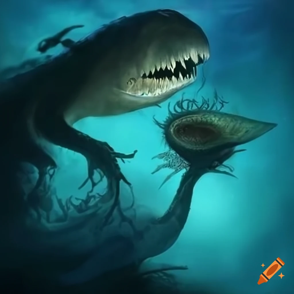 Image of a mysterious underwater fantasy monster on Craiyon