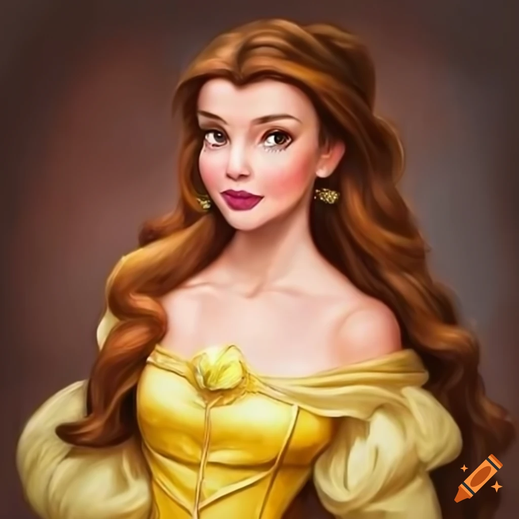 Realistic painting photo of Belle from Beauty and the Beast on Craiyon