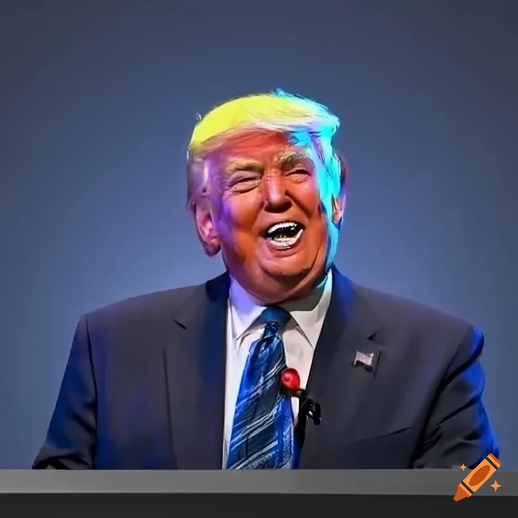 Colored artwork of donald trump delivering a speech on Craiyon