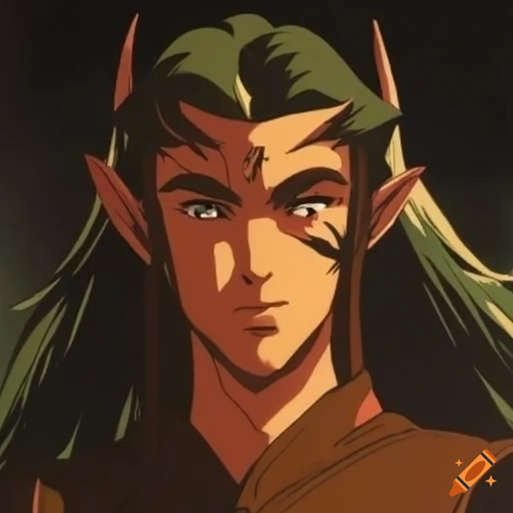 Male elf warrior from 80-90's OVA on Craiyon