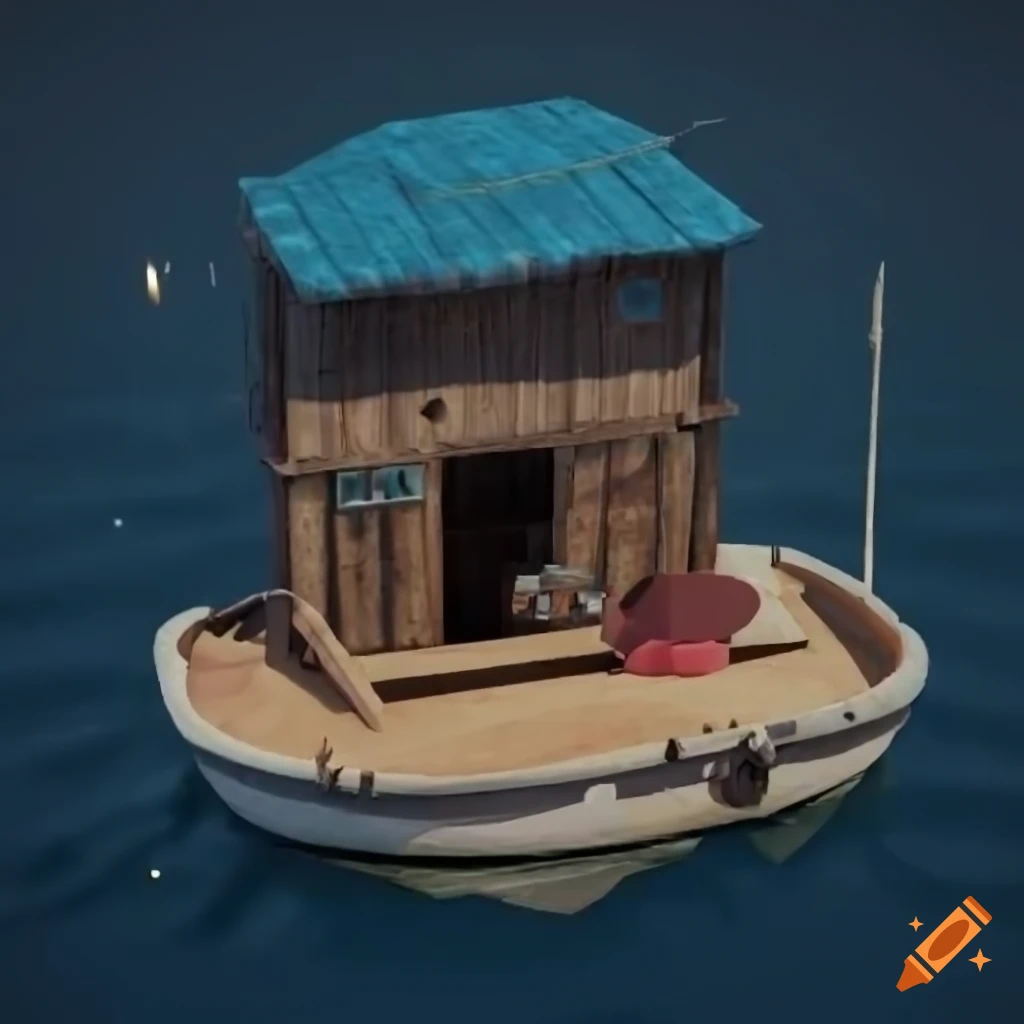 Realistic artwork of a funny little raft on the ocean on Craiyon