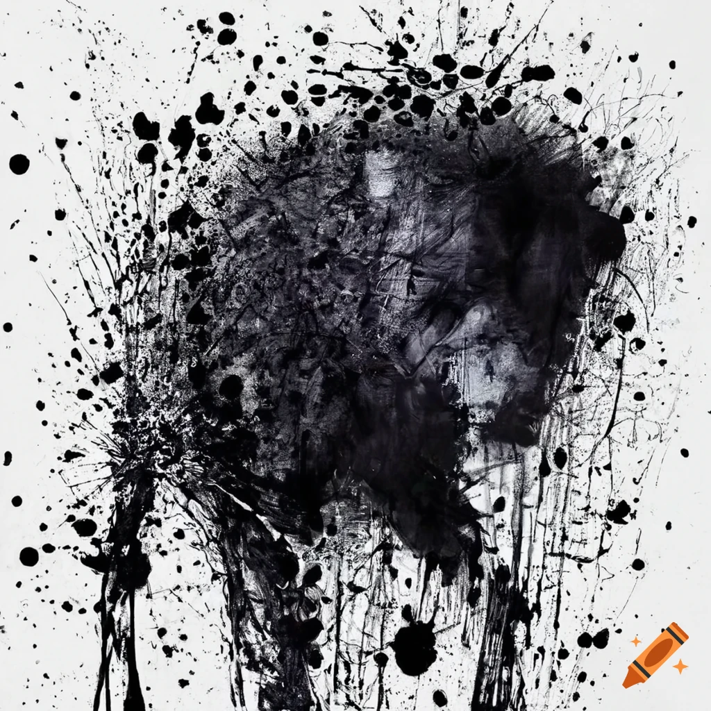 Dynamic black ink splatter animal artwork on Craiyon