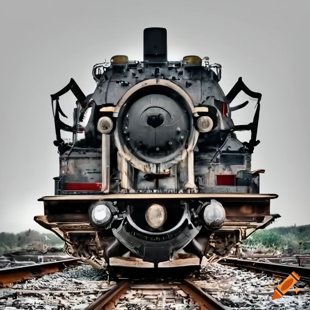 Photo-realistic steam locomotive in a futuristic knight-inspired design on Craiyon