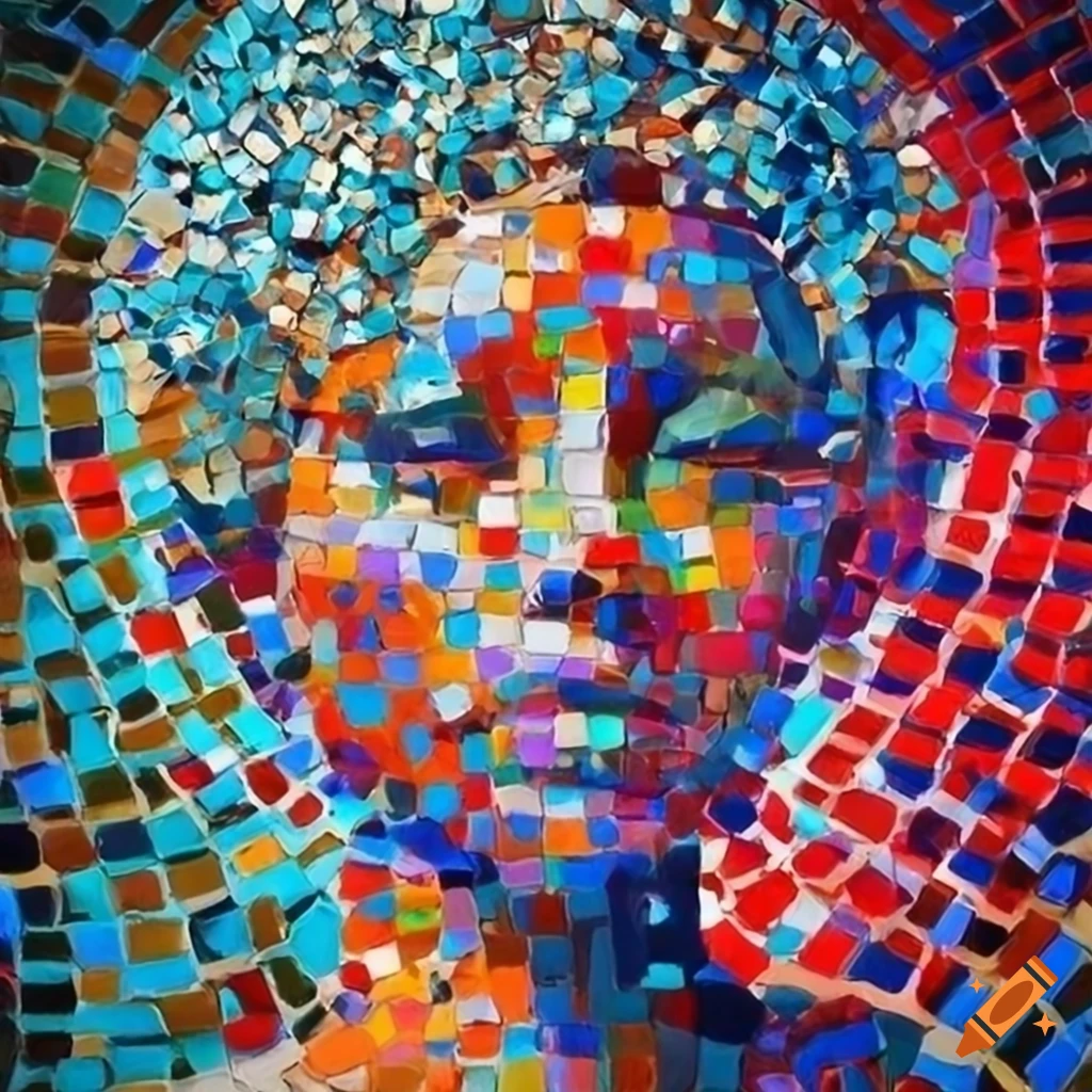 Mosaic style abstract portrait on Craiyon