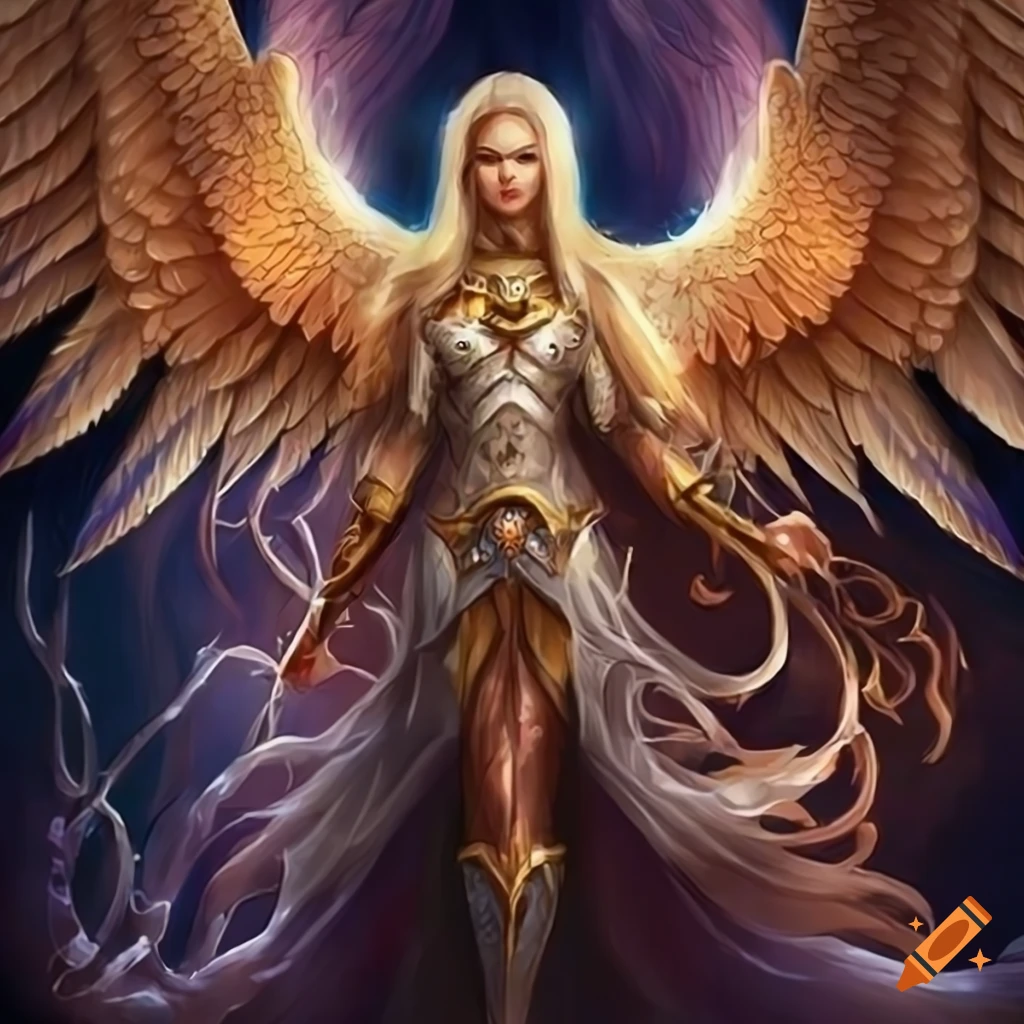 Fantasy artwork of an archangel on Craiyon