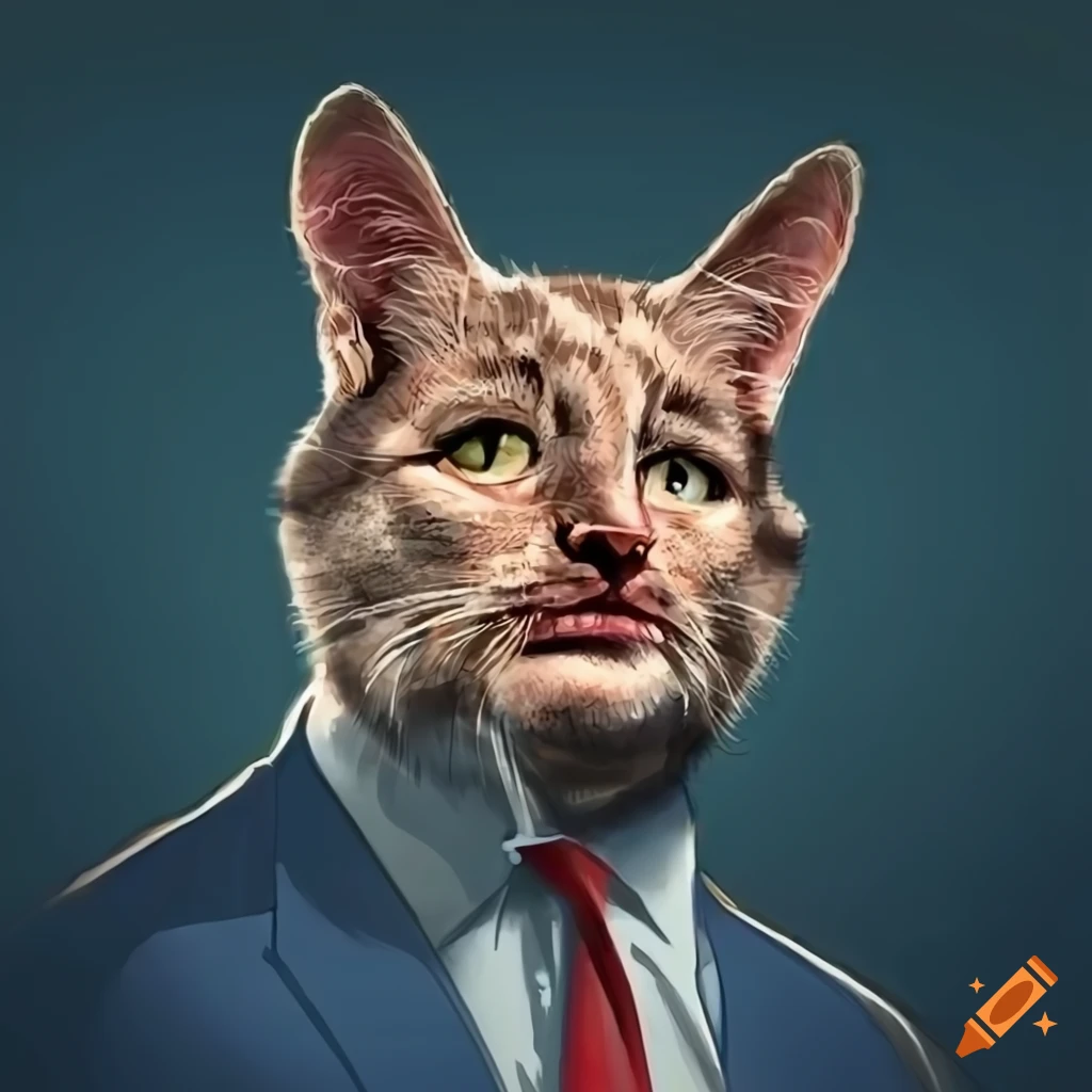 Satirical illustration of Senator Ted Cruz as a cat on Craiyon