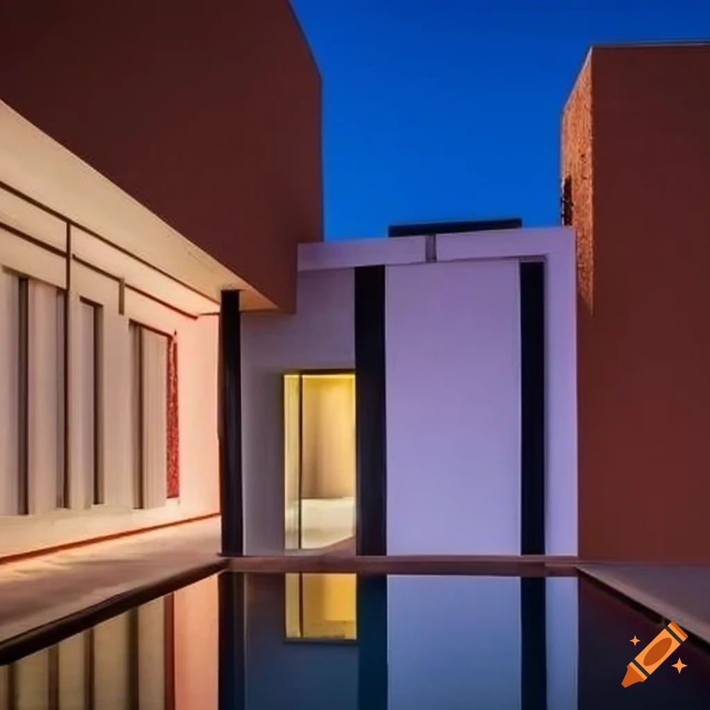 Colorful houses in Marrakech with De Stijl design on Craiyon