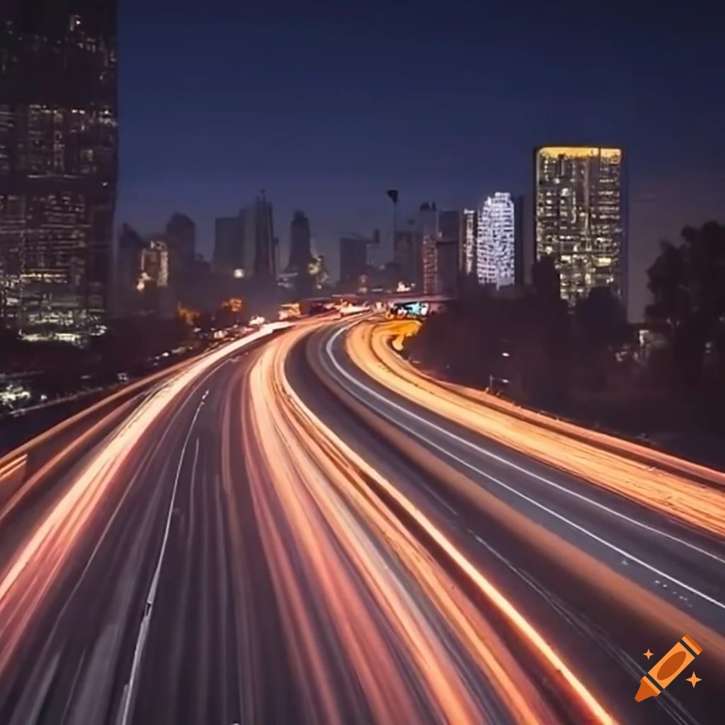 Sunset over los angeles freeway on Craiyon