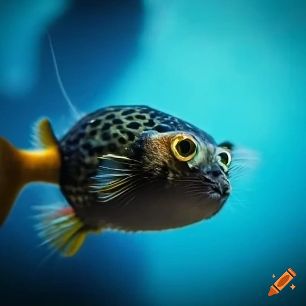 Image of a cat-pufferfish hybrid on Craiyon