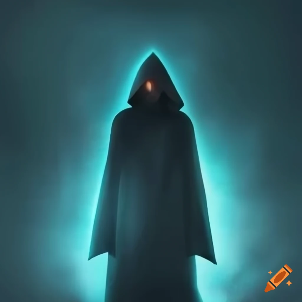 Image of a mysterious cloaked figure with glowing eyes