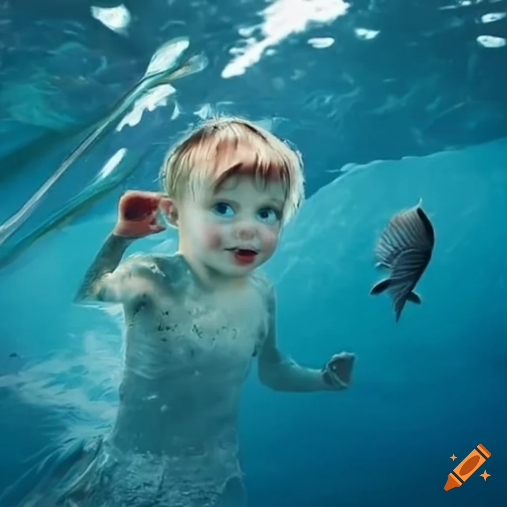 Children depicted as fish on Craiyon