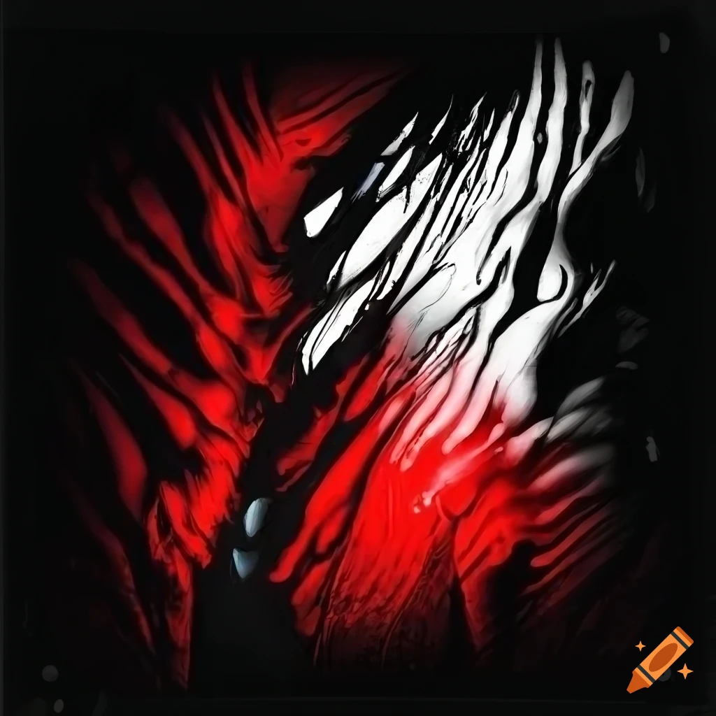 Abstract art in red, white, and black colors on Craiyon