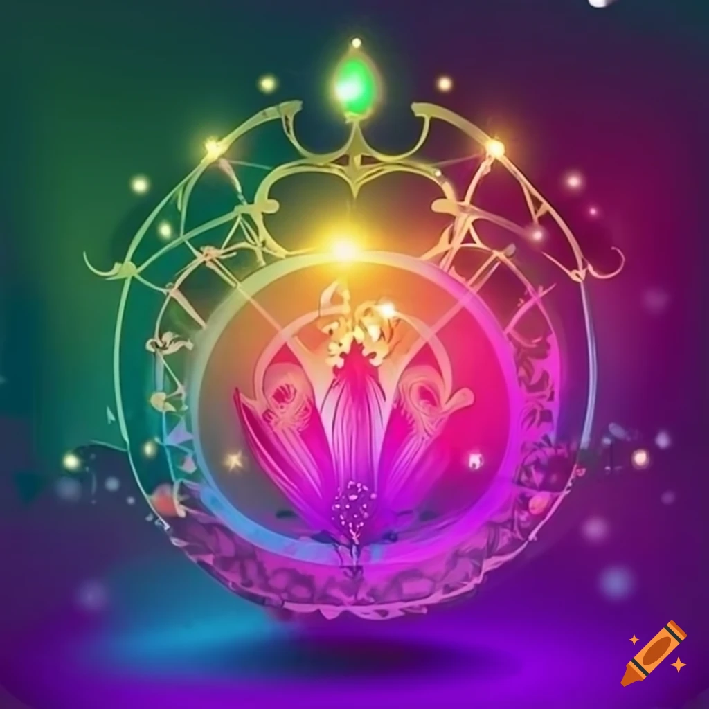 Magical symbol of a glowing leaf crown