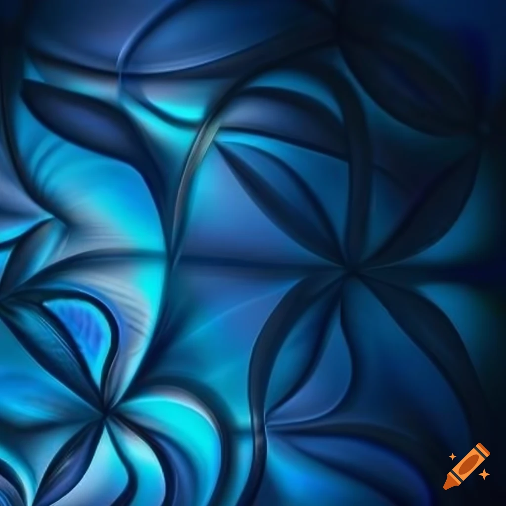 Abstract interlocking leaves design in silver and blue