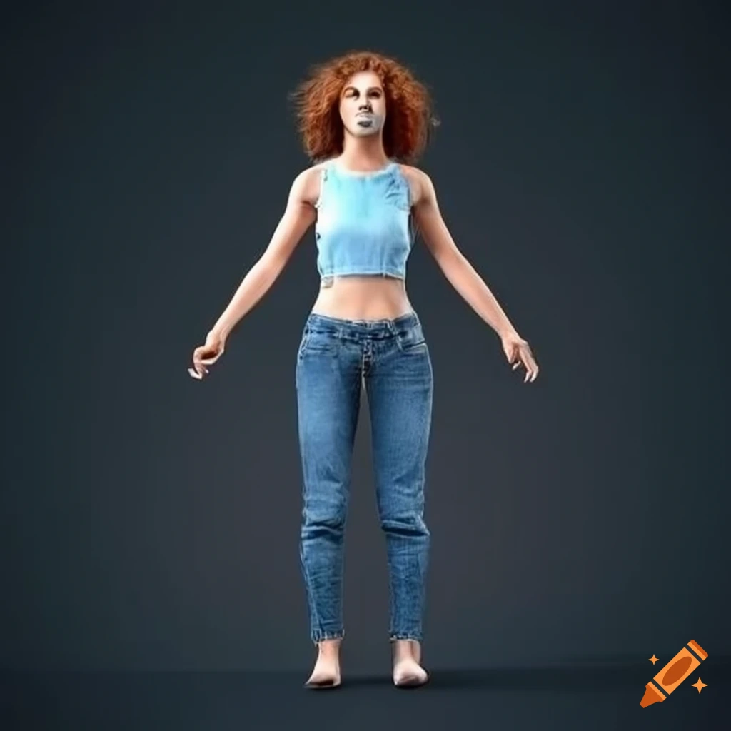 Stylish jean pants model on Craiyon