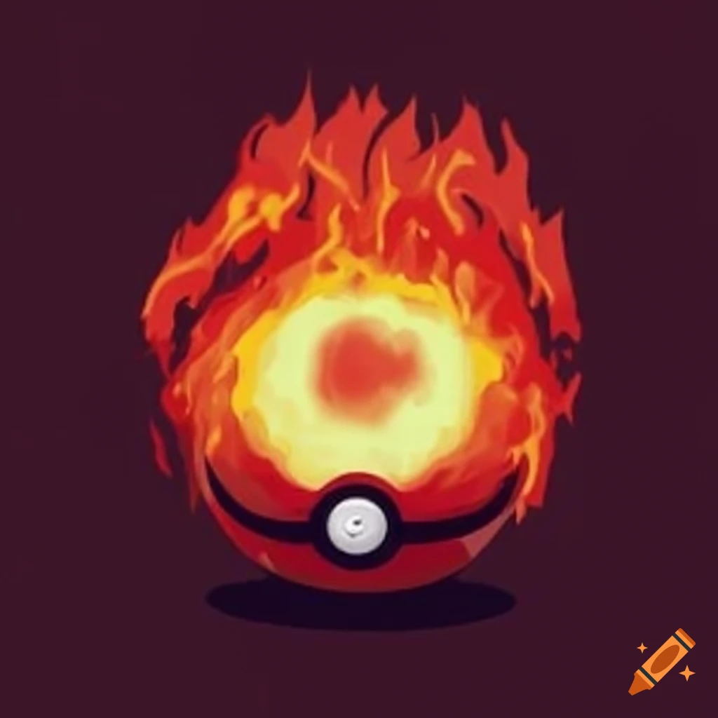 Pokeball engulfed in flames on Craiyon