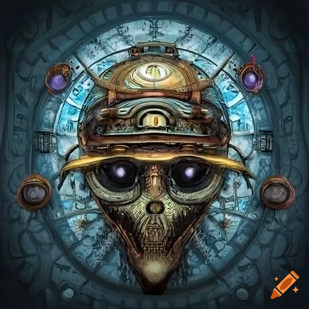Steampunk artwork of an alien and ufo on Craiyon