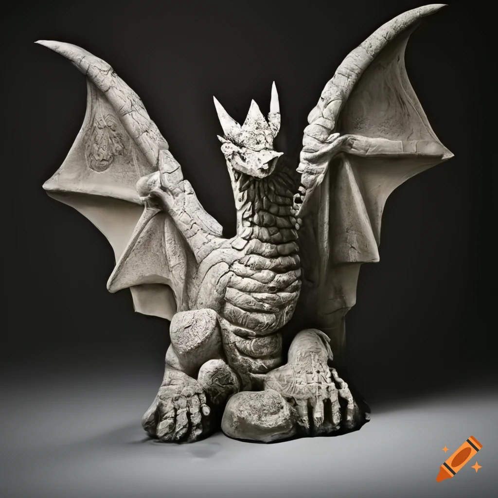 Stone dragon wings sculpture on Craiyon