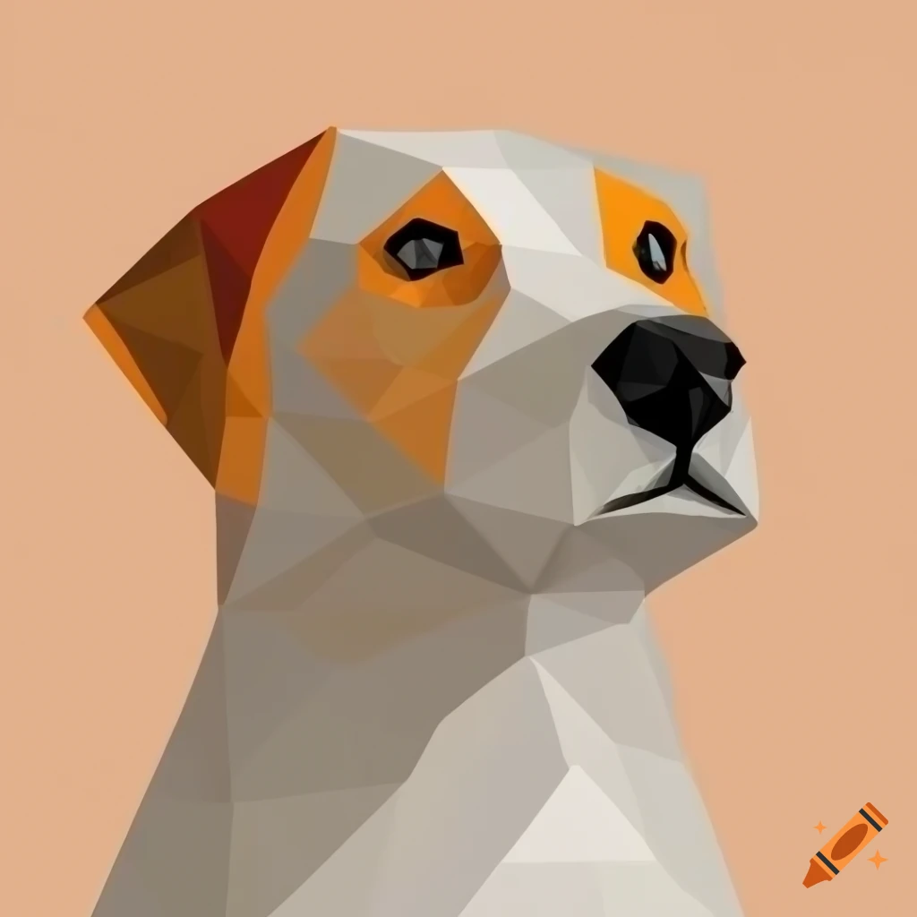 Low-poly dog with wireframe edges on Craiyon