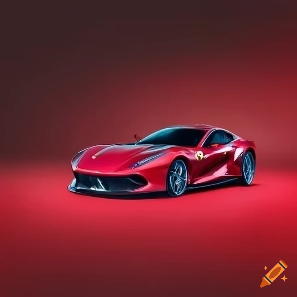 Red ferrari 812 superfast on a realistic background