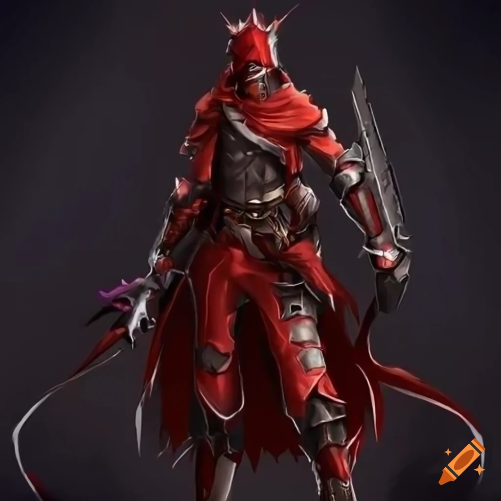 Red warrior character with lots of belts on Craiyon