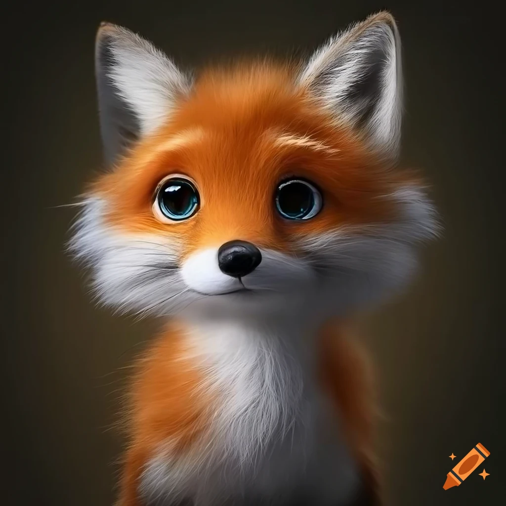 Pixar illustration of a curious baby fox on Craiyon
