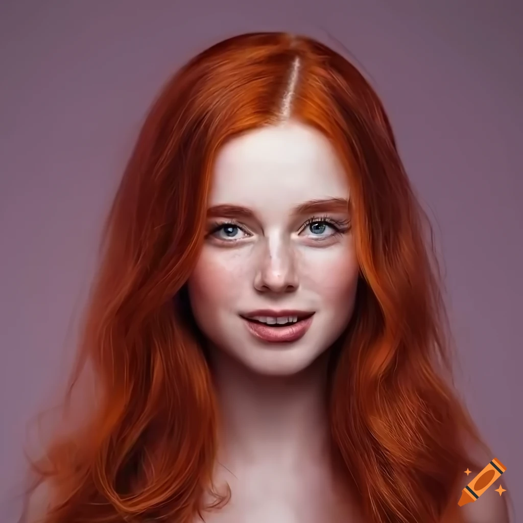 Portrait Of A Beautiful Young Woman With Red Hair And Freckles On Craiyon