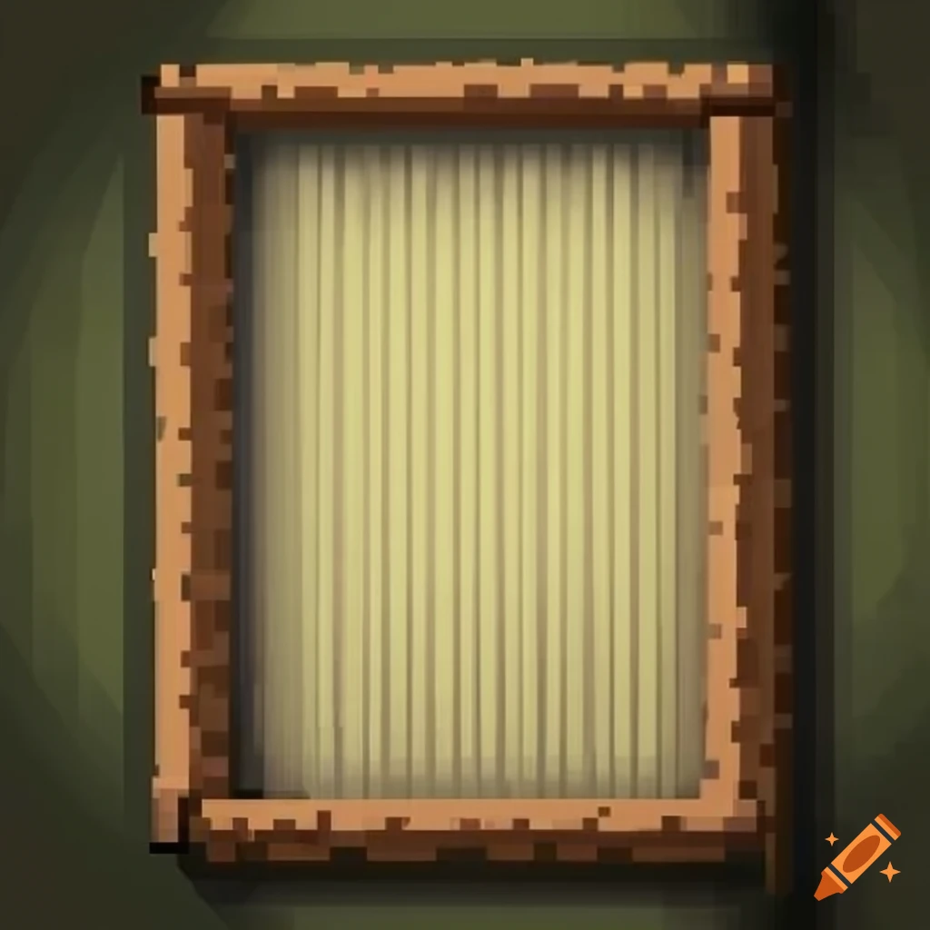 Pixel art of a forest in a wooden frame on Craiyon