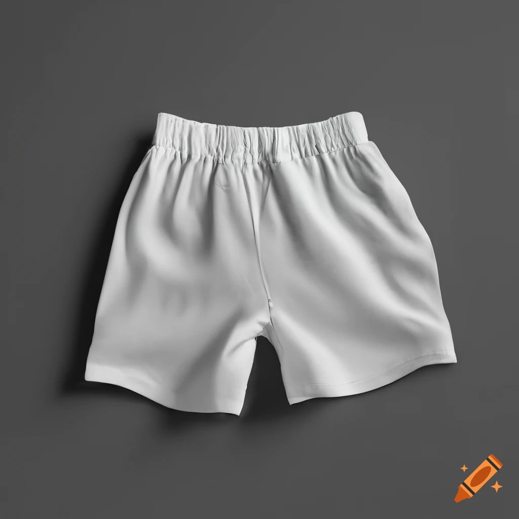 Mockup of white kid's shorts on dark background on Craiyon