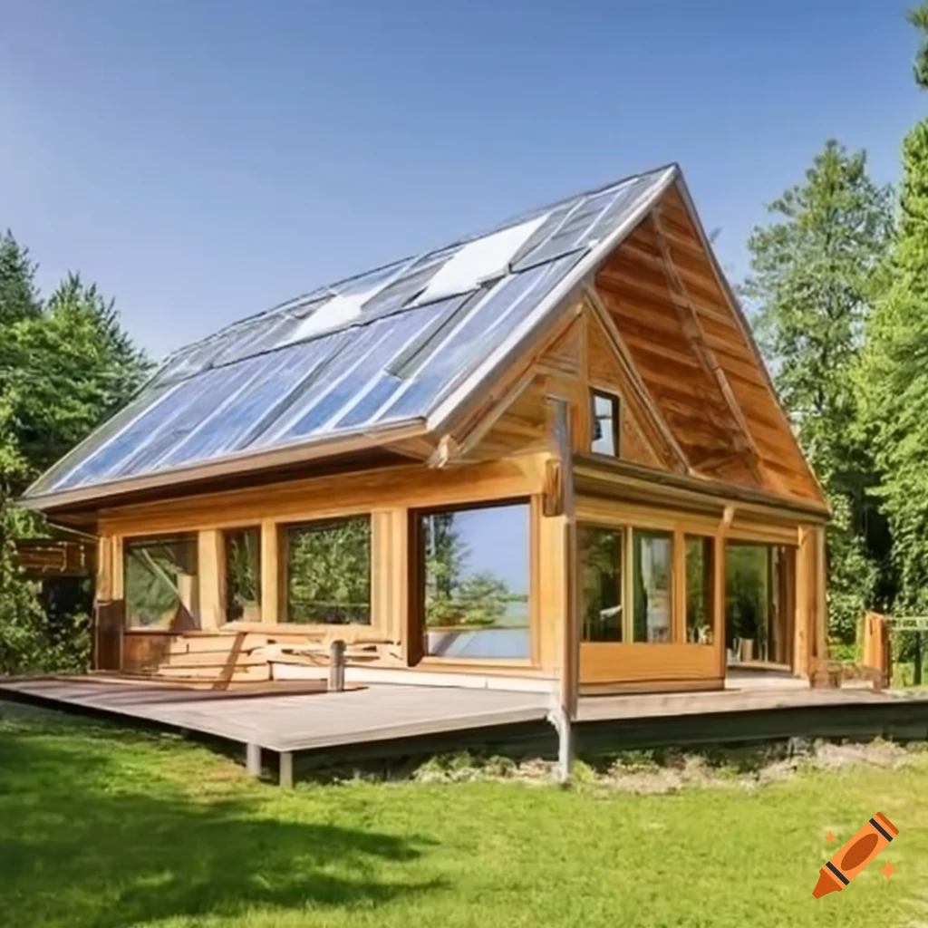 Modern a-frame house with steel and wood construction on Craiyon