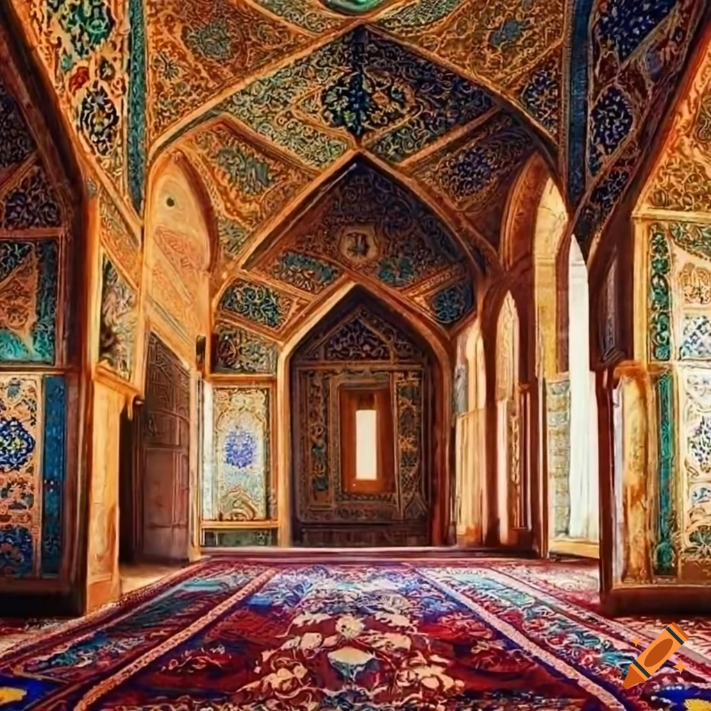Interior of a traditional Iranian palace on Craiyon