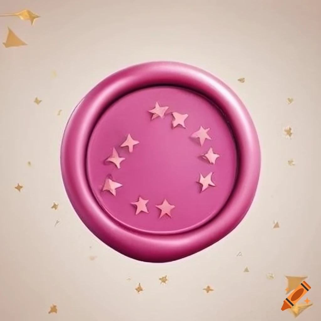 Pink wax seal with golden stars