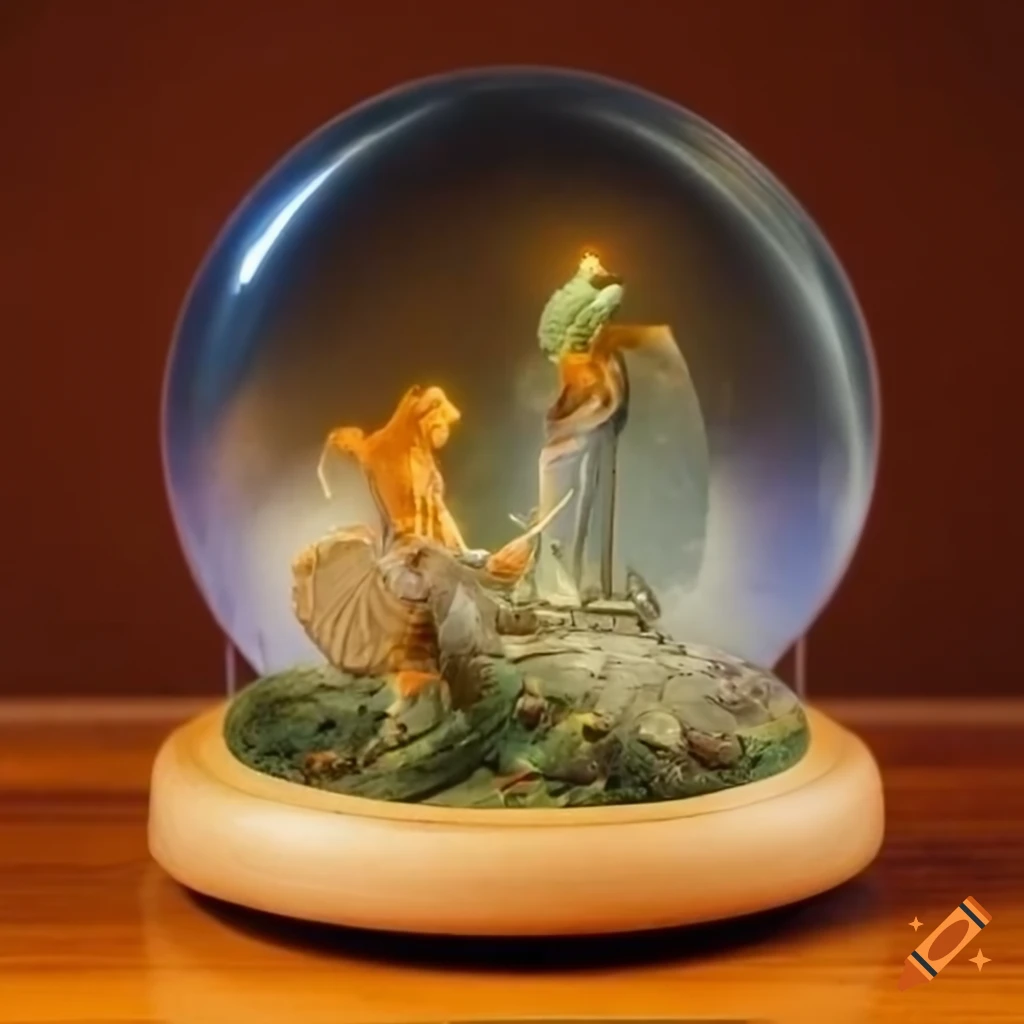 Photograph of a diorama orb with multiple scenes