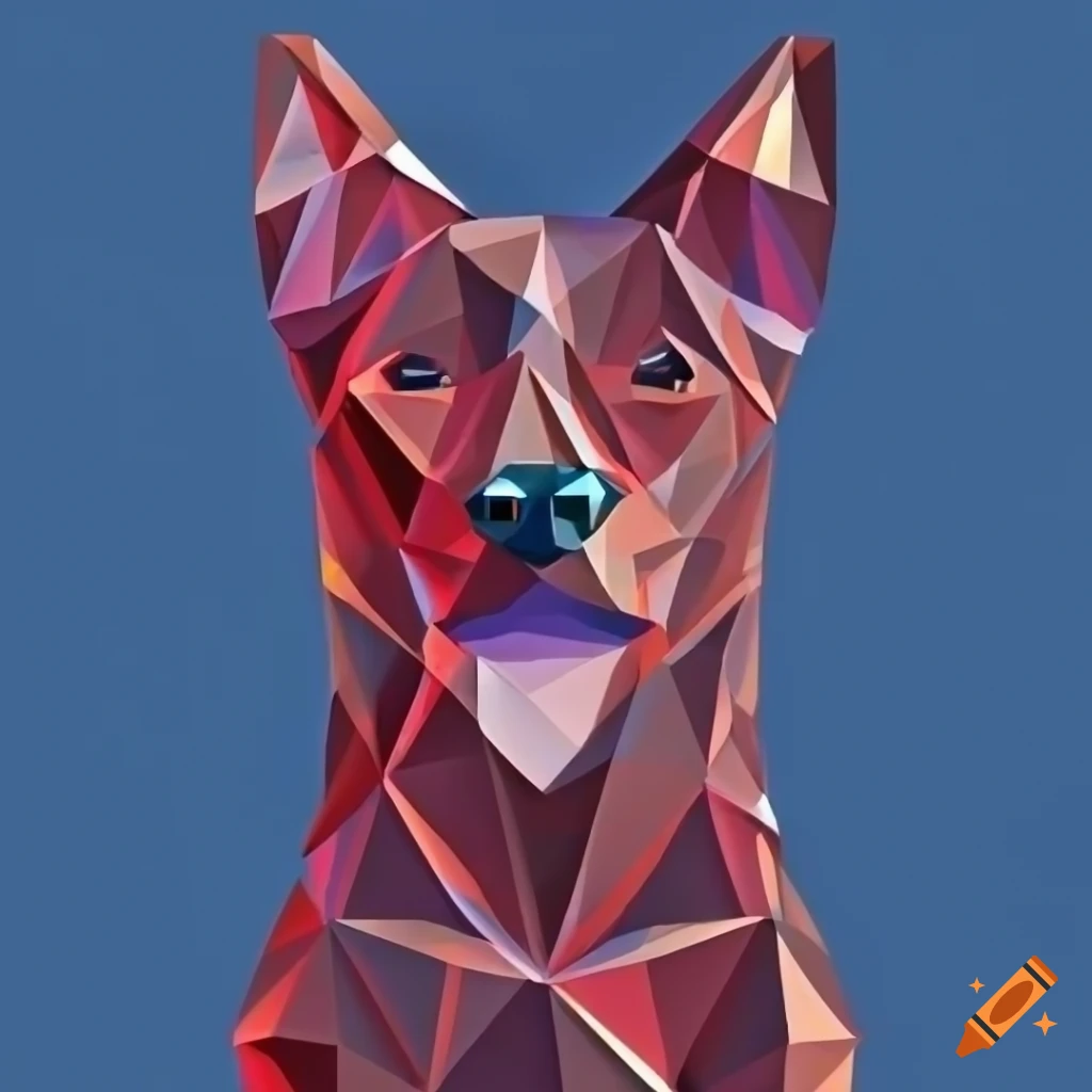 Low-poly abstract dog wireframe art on Craiyon