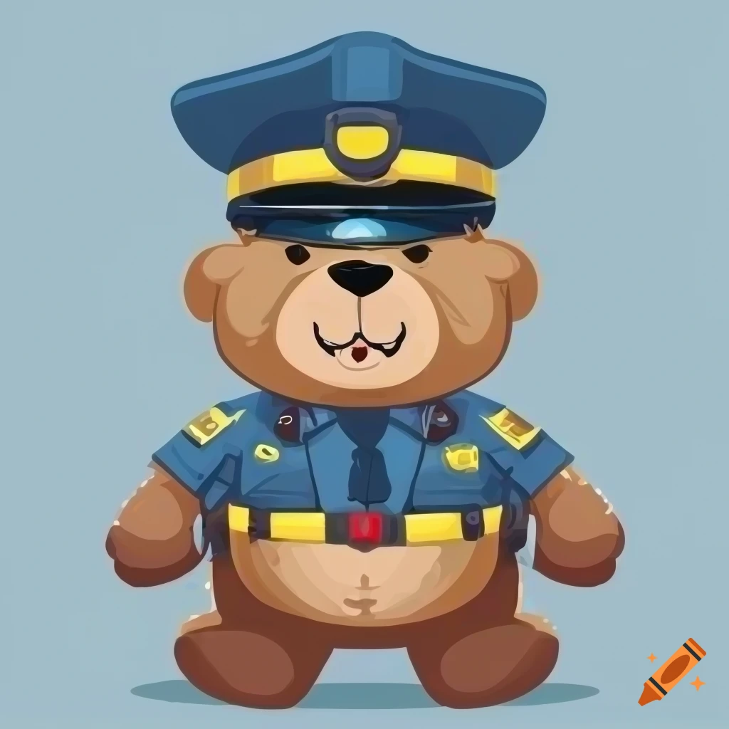 Cute bear wearing a police uniform