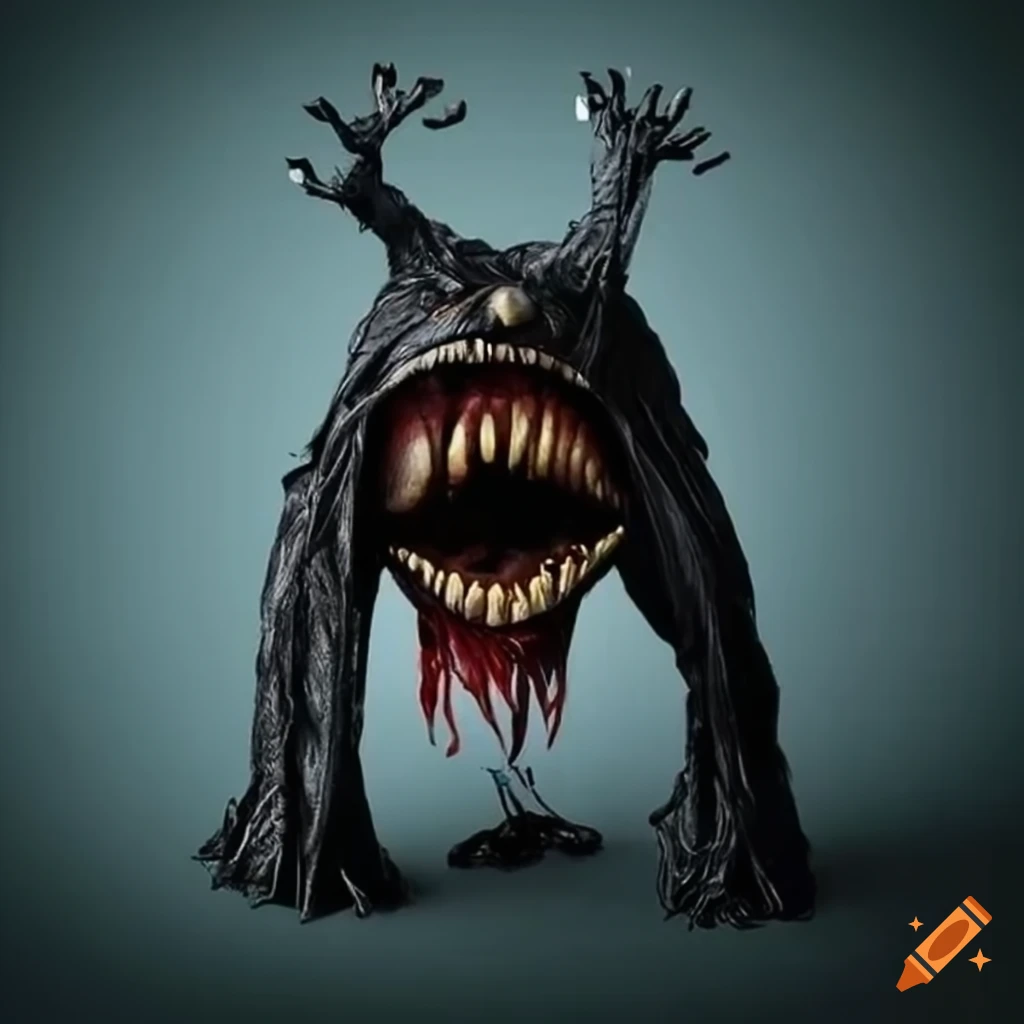 Friendly monster made of garbage bags with blue eyes on Craiyon