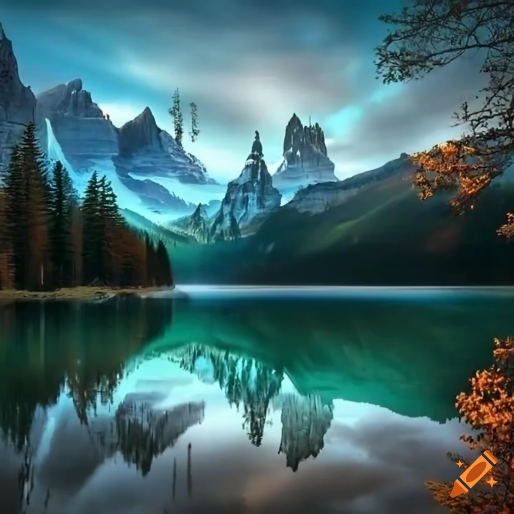 Full-screen Canadian scenery background on Craiyon