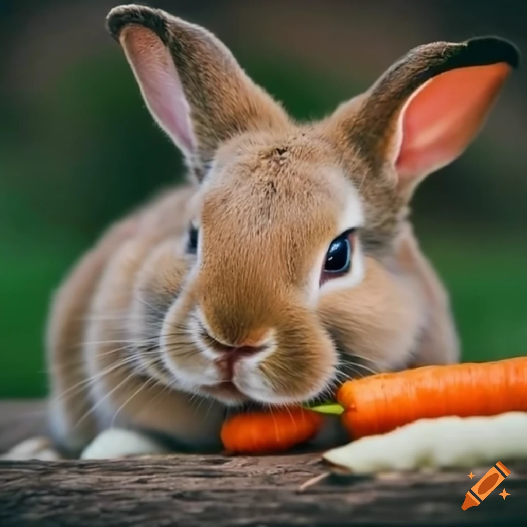 Adorable rabbit eating a carrot on Craiyon